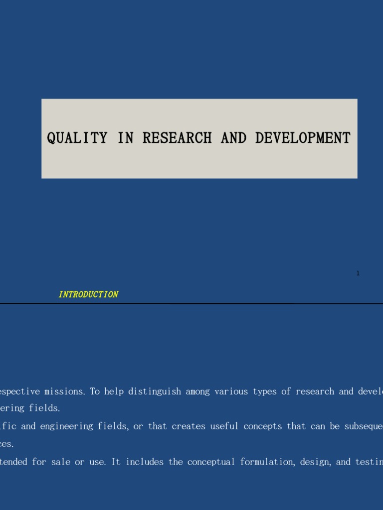 Sec 19 Quality in Research & Development | PDF | Reliability Engineering | Engineering