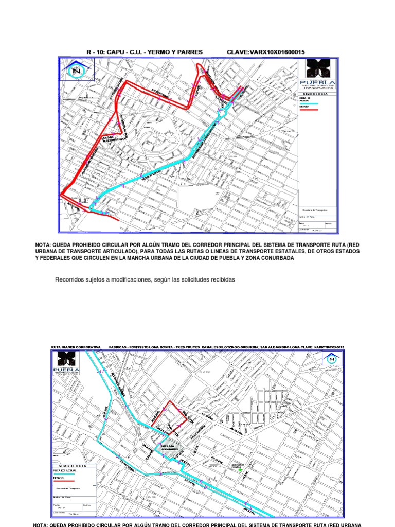 Mapa de Rutas de Transporte en Puebla | PDF | Transporte público ...