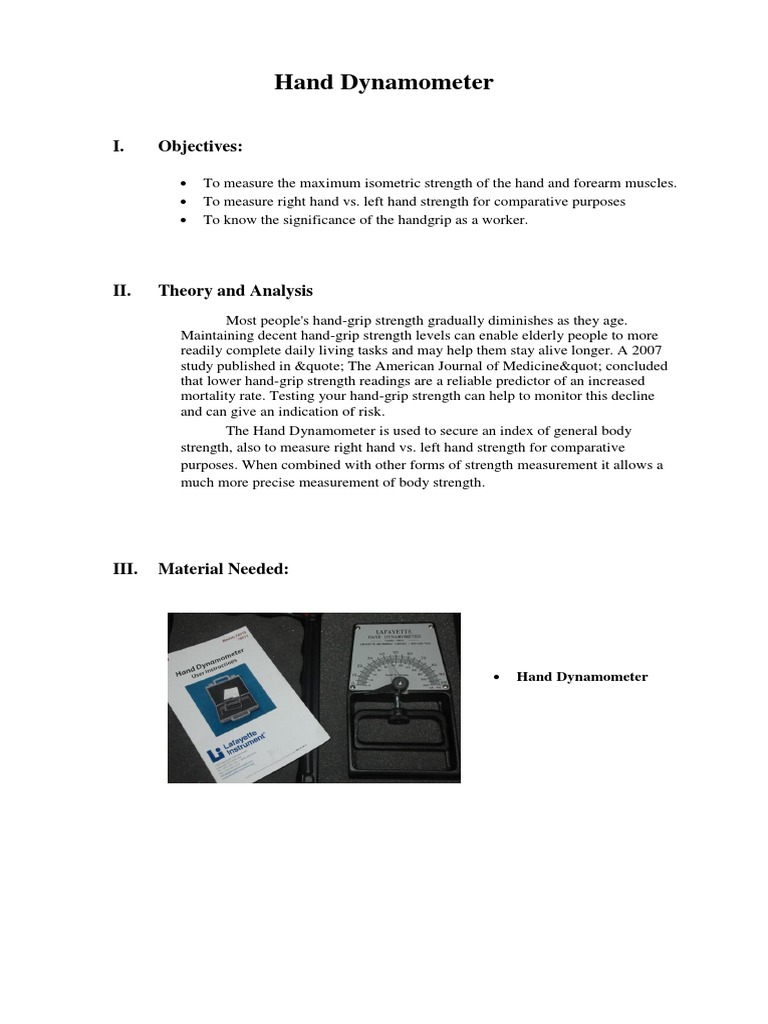 Hand Dynamometer | PDF | Standard Deviation | Hand