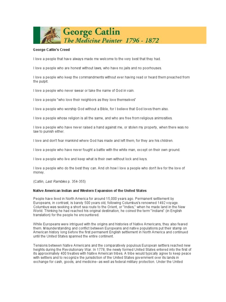 George Catlin's Creed | PDF | Lewis And Clark Expedition | Native ...