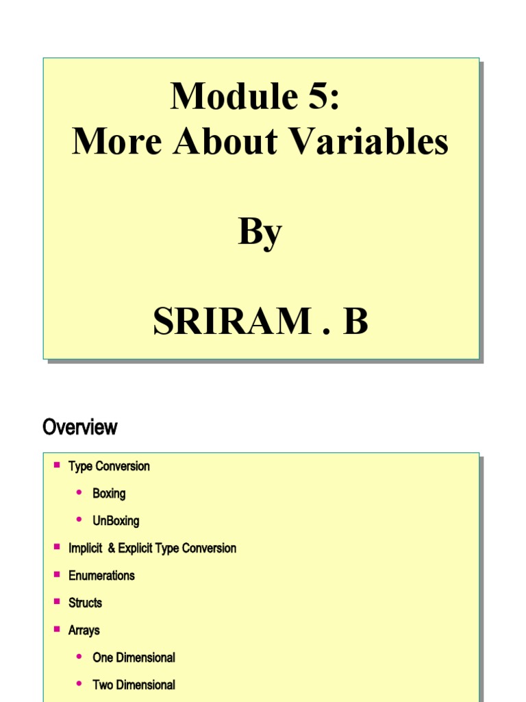 Module 5 - More About Variables | PDF | Array Data Structure | Computer ...