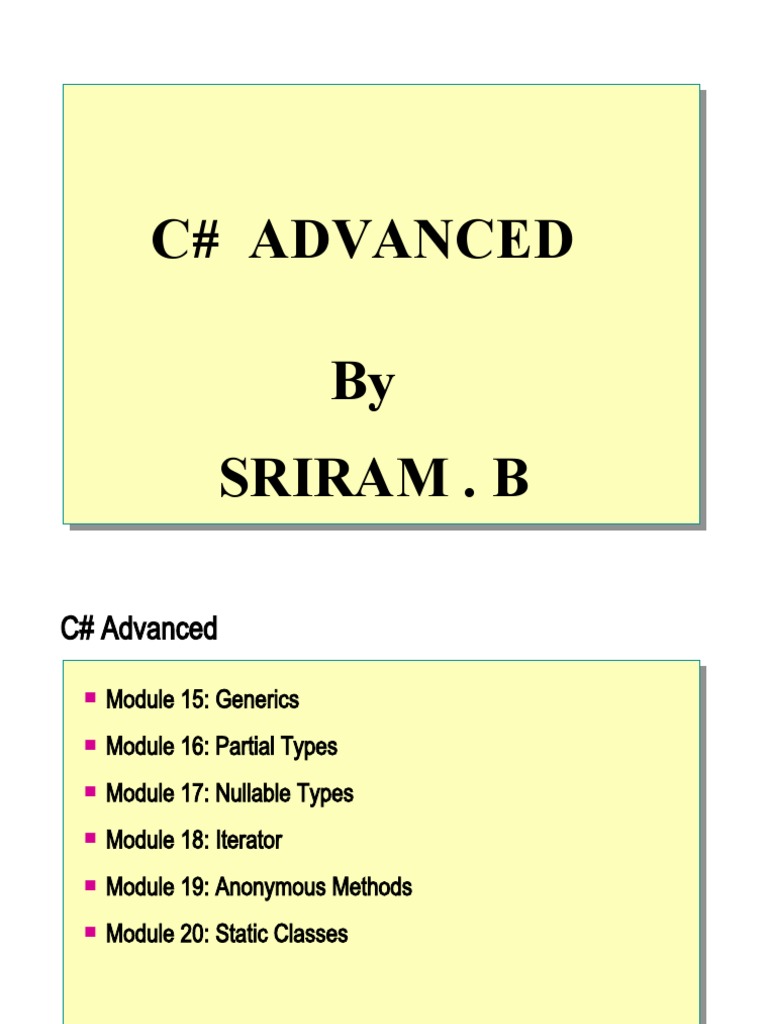 Module 15 - 20 C# Advanced | PDF | Class (Computer Programming ...