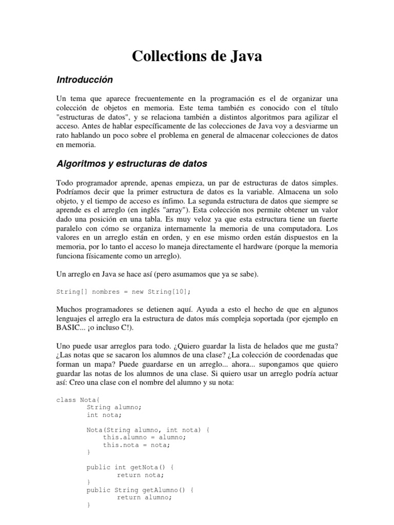 Collections de Java | PDF | Objeto (informática) | Java (lenguaje de programación)