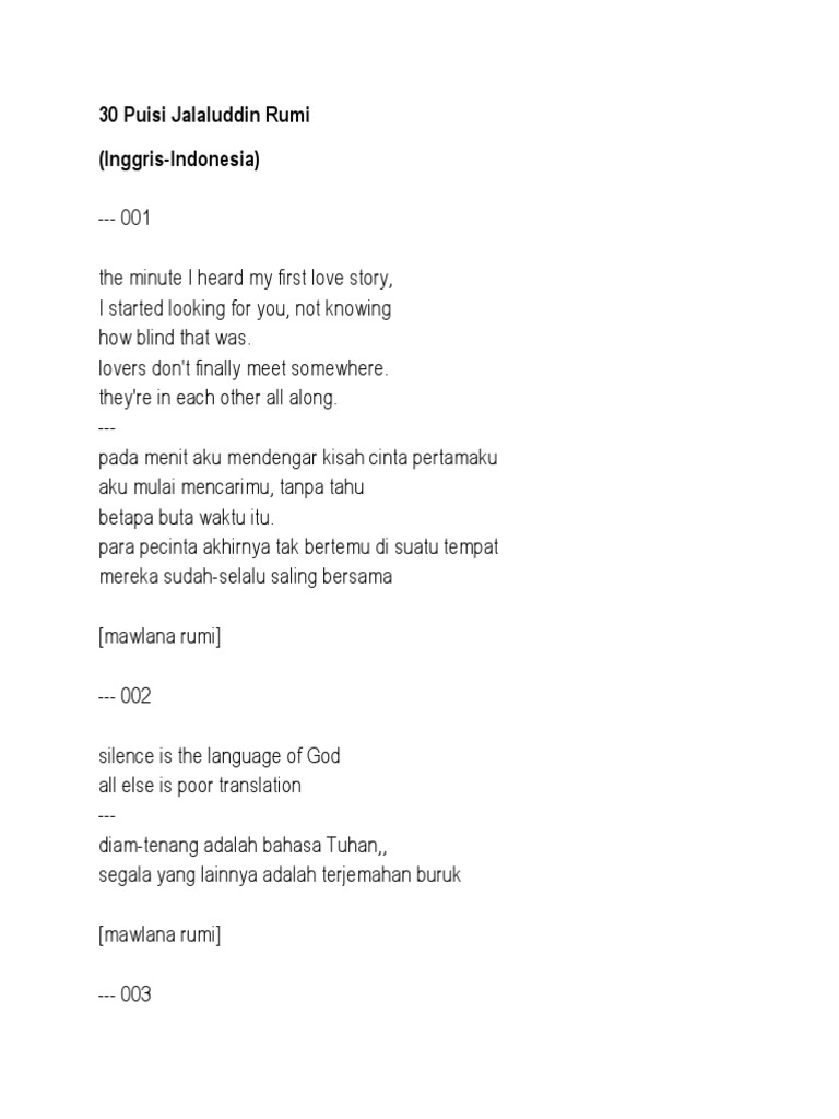 30 Puisi Jalaluddin Rumi | PDF