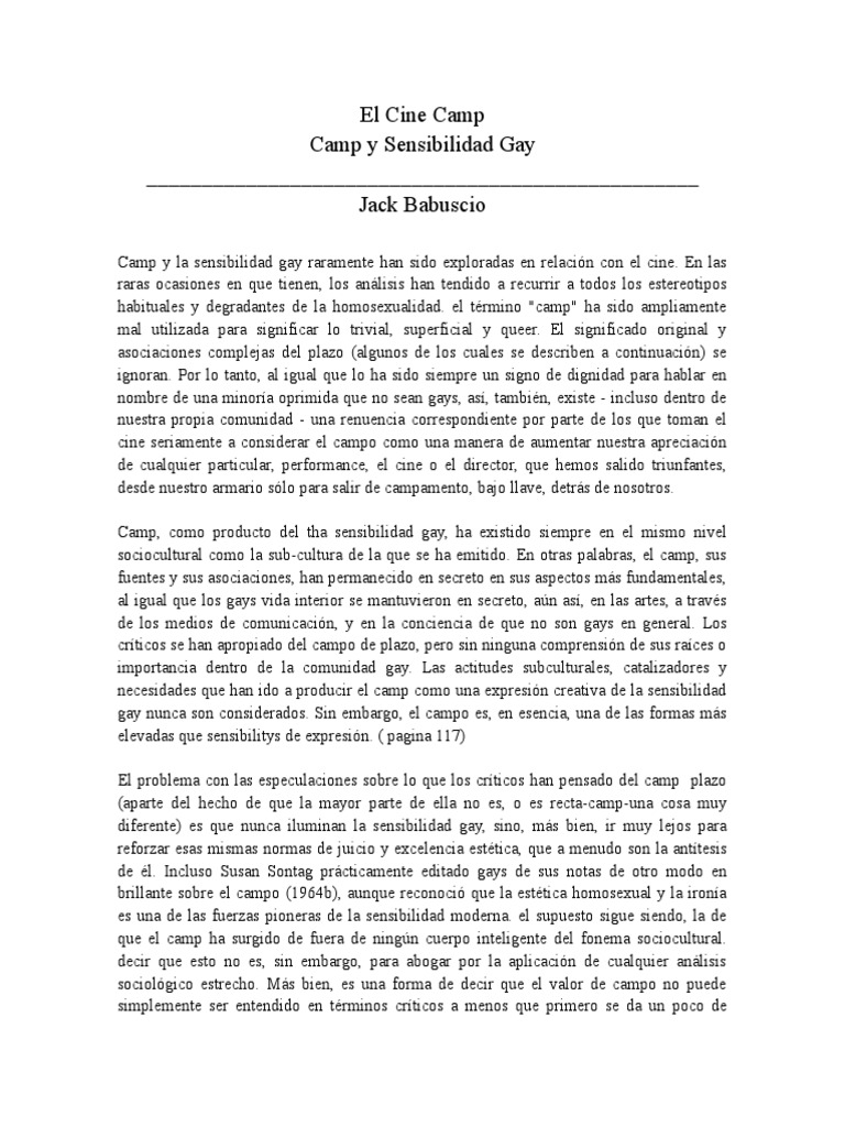 Jack Babuscio | PDF | Homosexualidad | Conceptos psicologicos