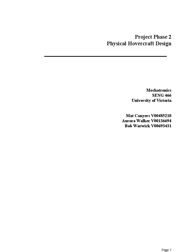 Physical Hovercraft Design | PDF | Lift (Force) | Mechanical Fan