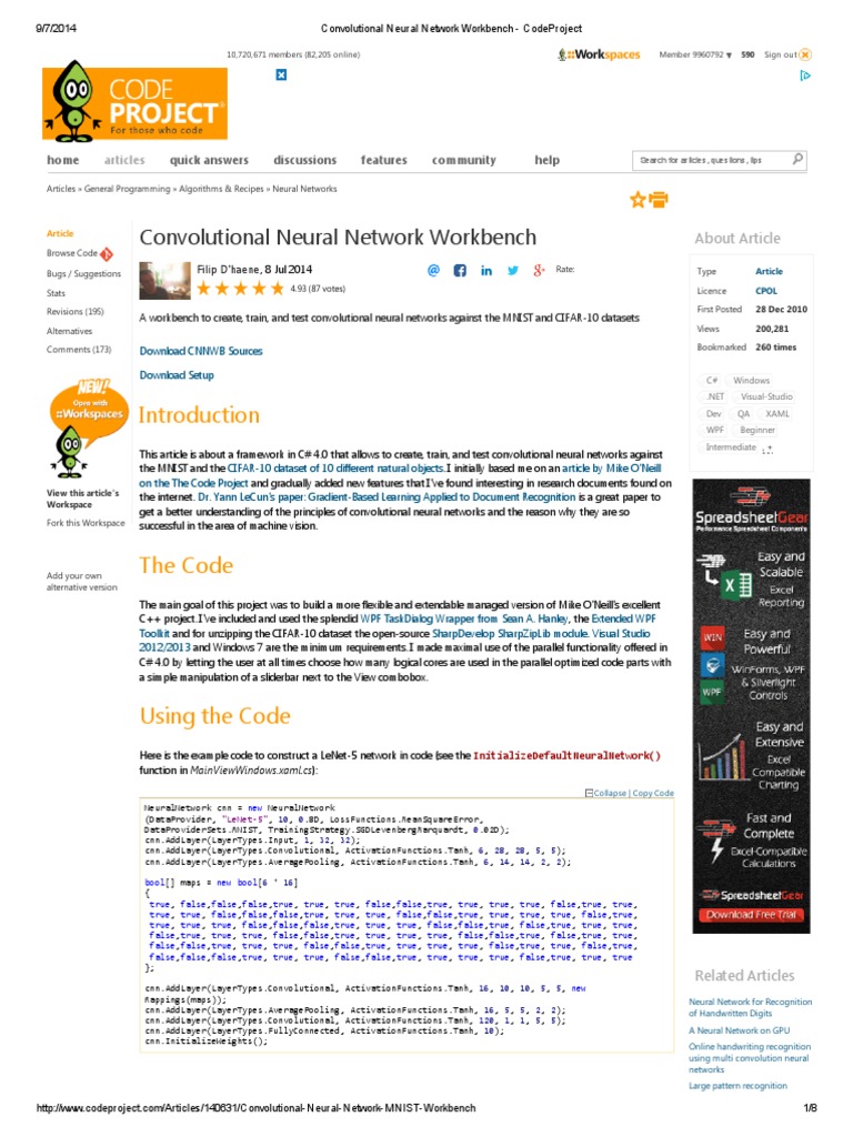 Convolutional Neural Network Workbench - CodeProject | PDF | Artificial ...
