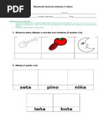 PRUEBA LETRAS T, D, N - 1° Basico | PDF