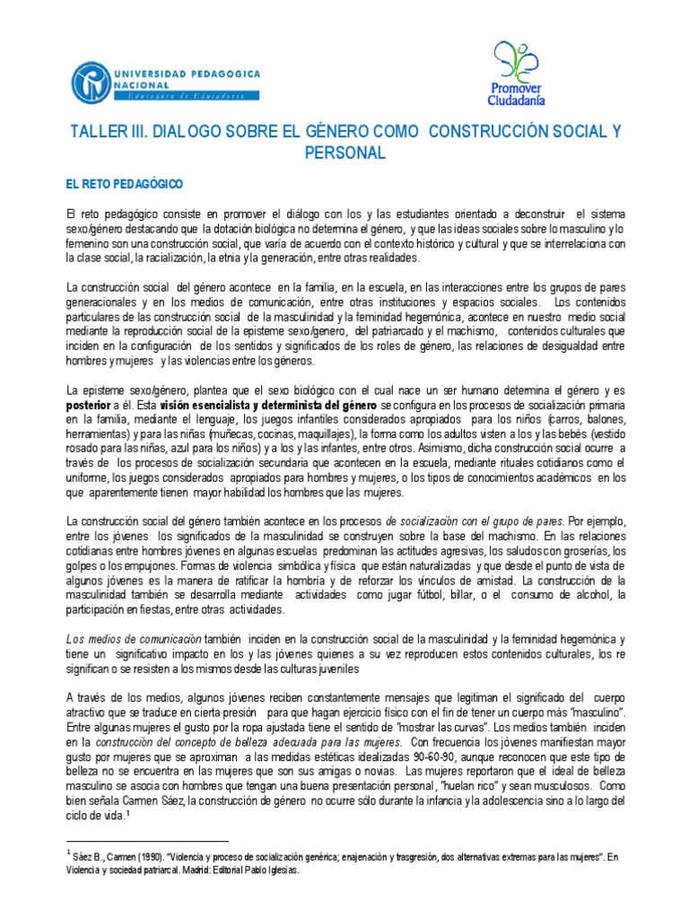 Diálogo sobre Género y Construcción Social | PDF | Masculinidad | Género
