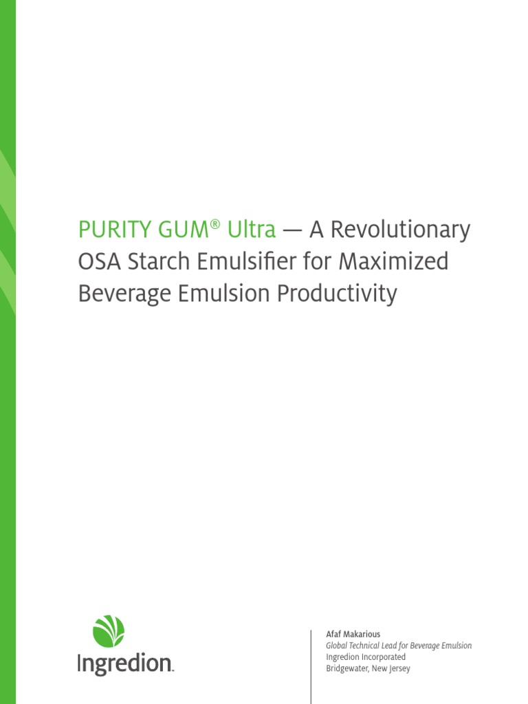 Maximize Beverage Emulsion Productivity (PURITY GUM® ULTRA) White Paper ...
