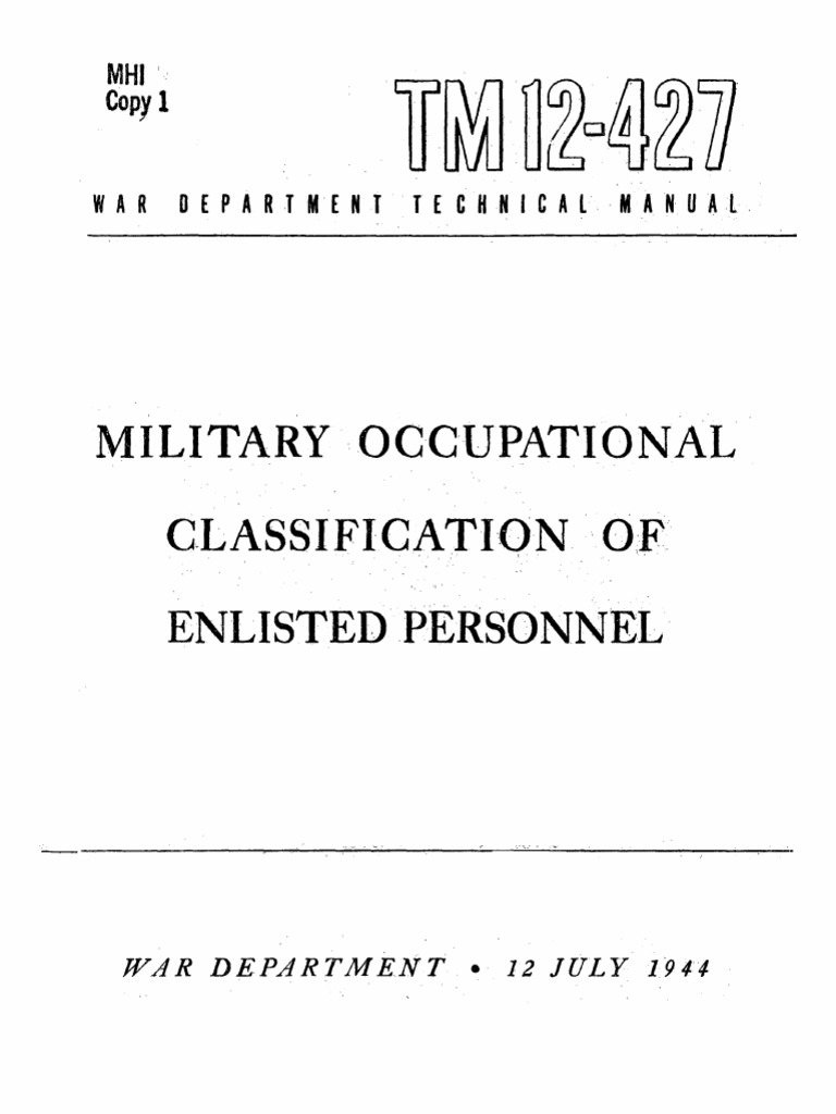 TM 12-427 Military Occupational Classification of Enlisted Personnel ...