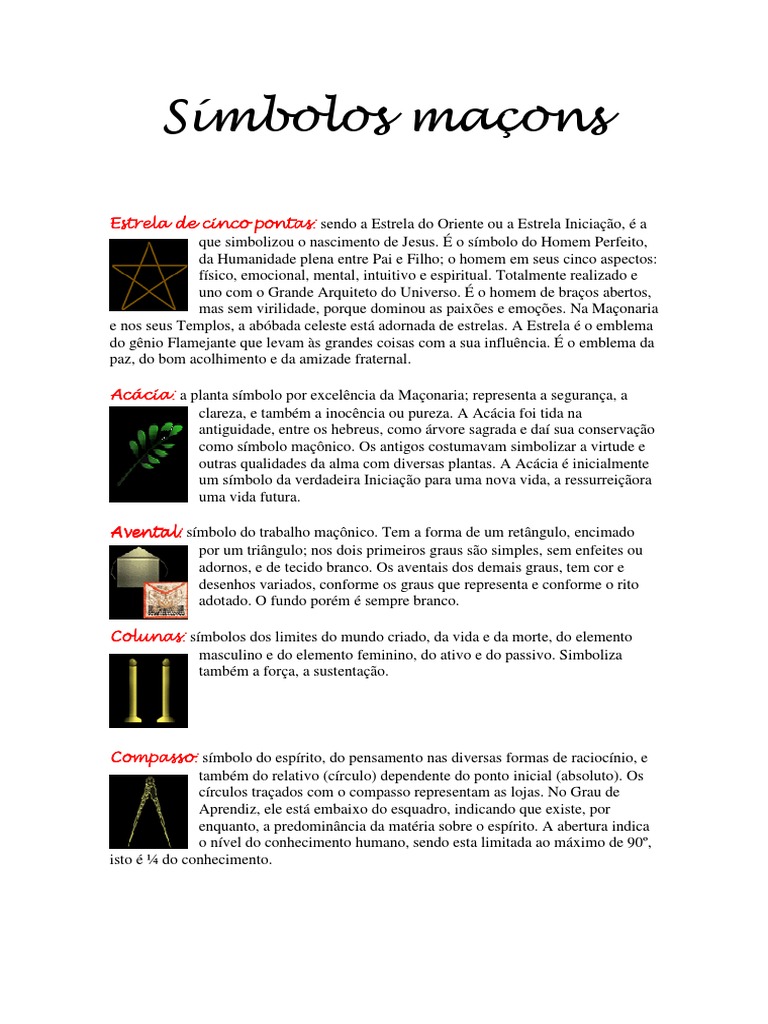 Símbolos Maçons | PDF | Maçonaria | Loja Maçônica