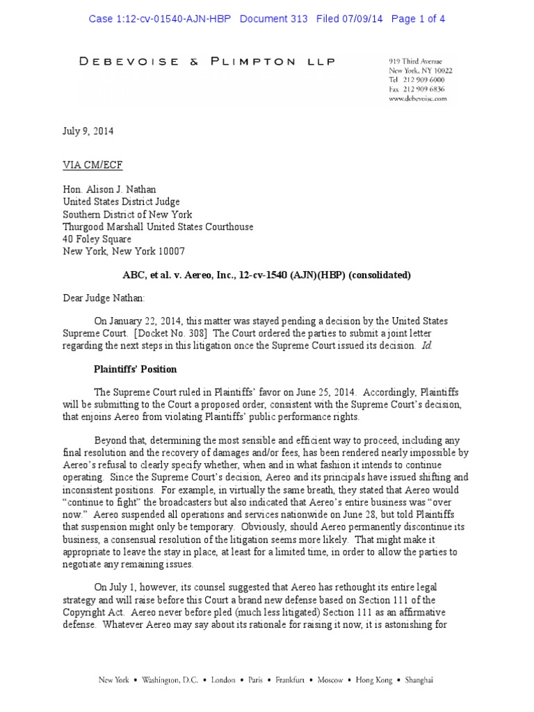 Aereo Letter | PDF