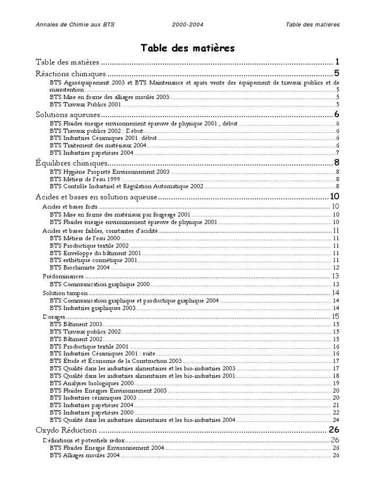 Chimie BTS | PDF | Concentration molaire | Ph