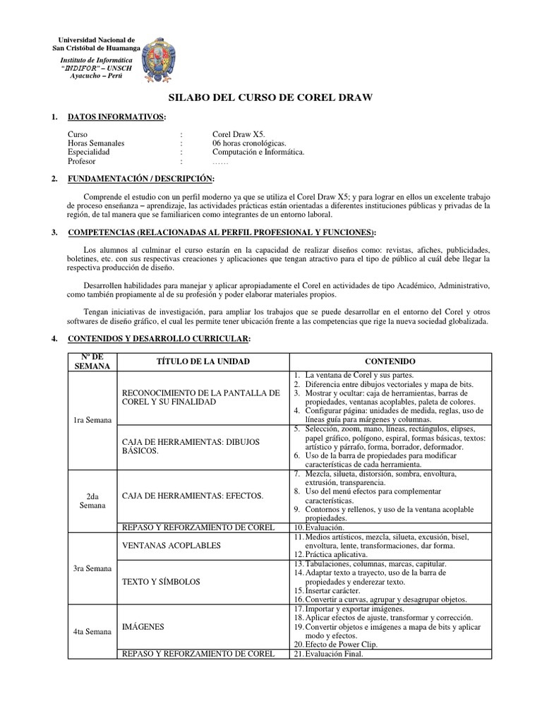 Silabus de Corel | PDF | Diseño gráfico | Diseño