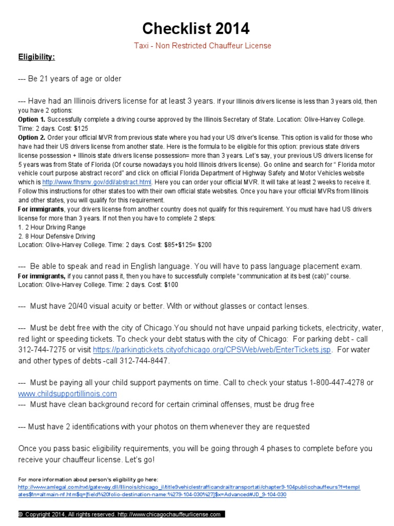 Taxichecklist 3 | PDF | Driver's License | Physical Examination