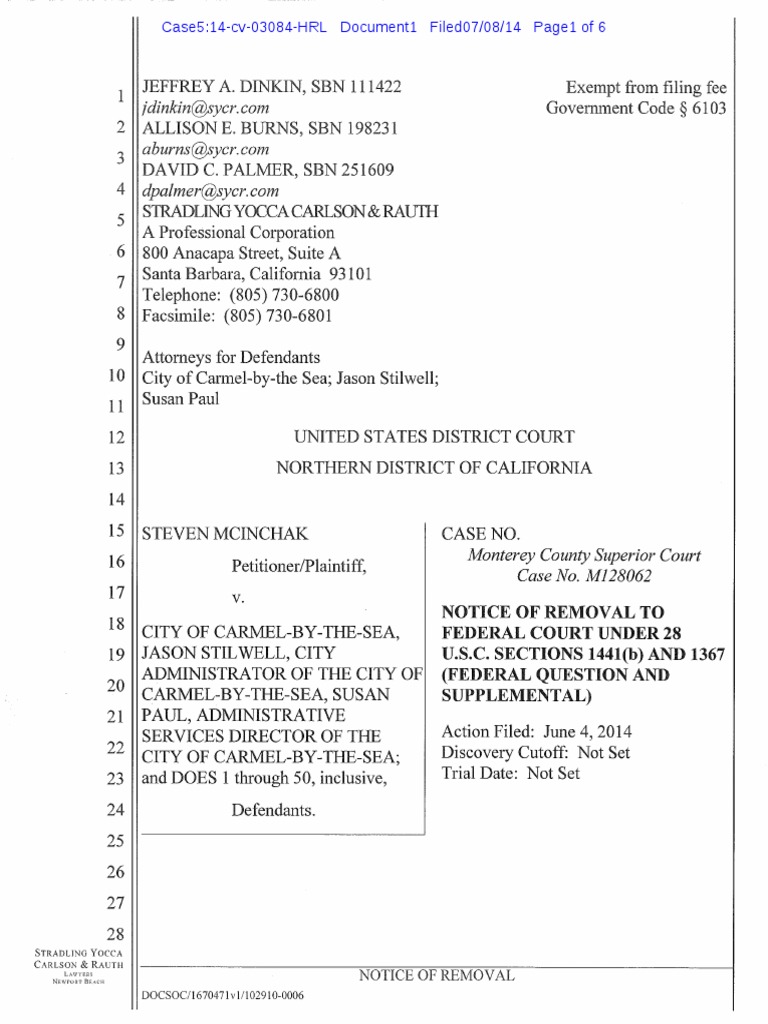 Notice of Removal to Federal Court 5 14 Cv 03084 | Mail | Defamation