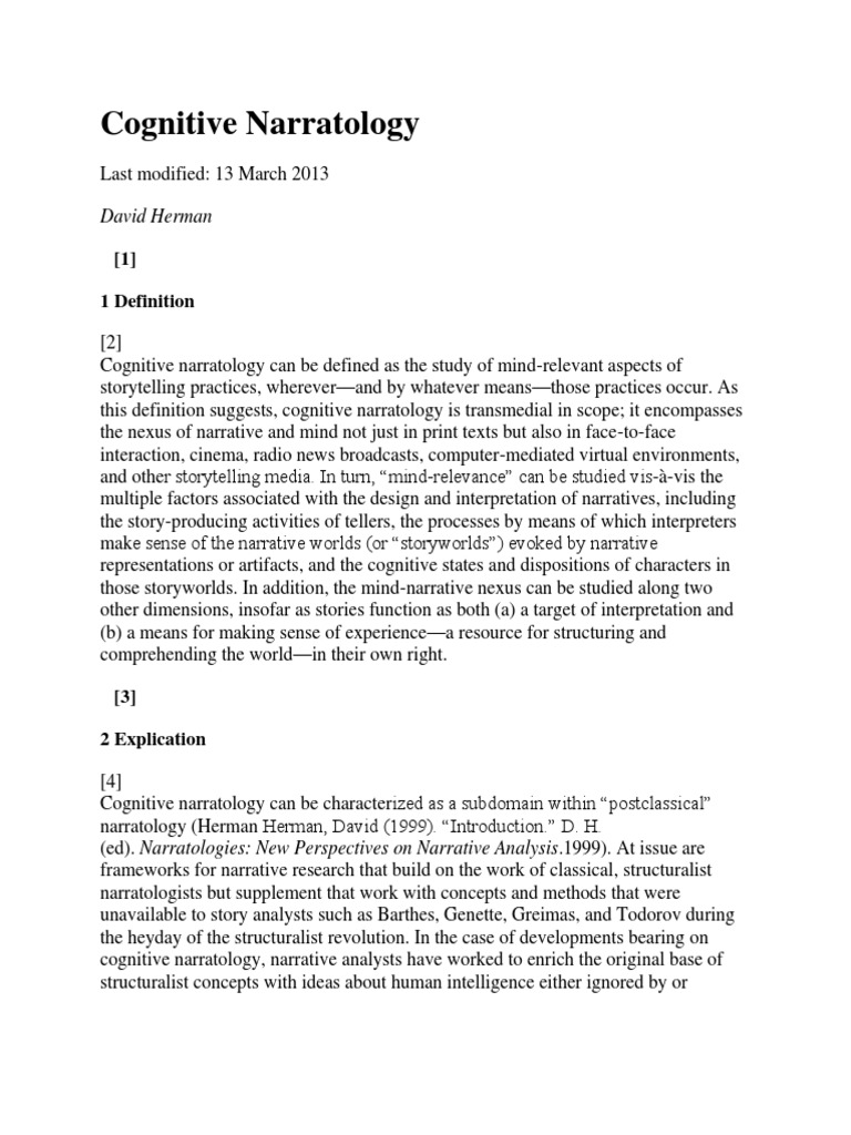 Cognitive Narratology | Download Free PDF | Narrative | Emotions