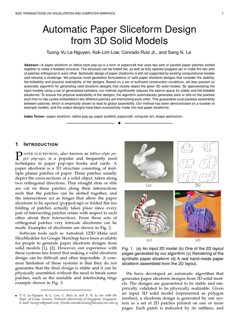 Automatic Paper Sliceform Design For 3D Models | PDF | 3 D Modeling | 3 ...