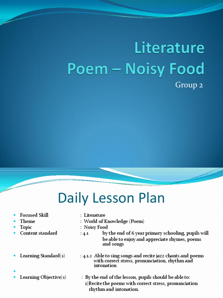 Literature - Poem Noisy Food | PDF