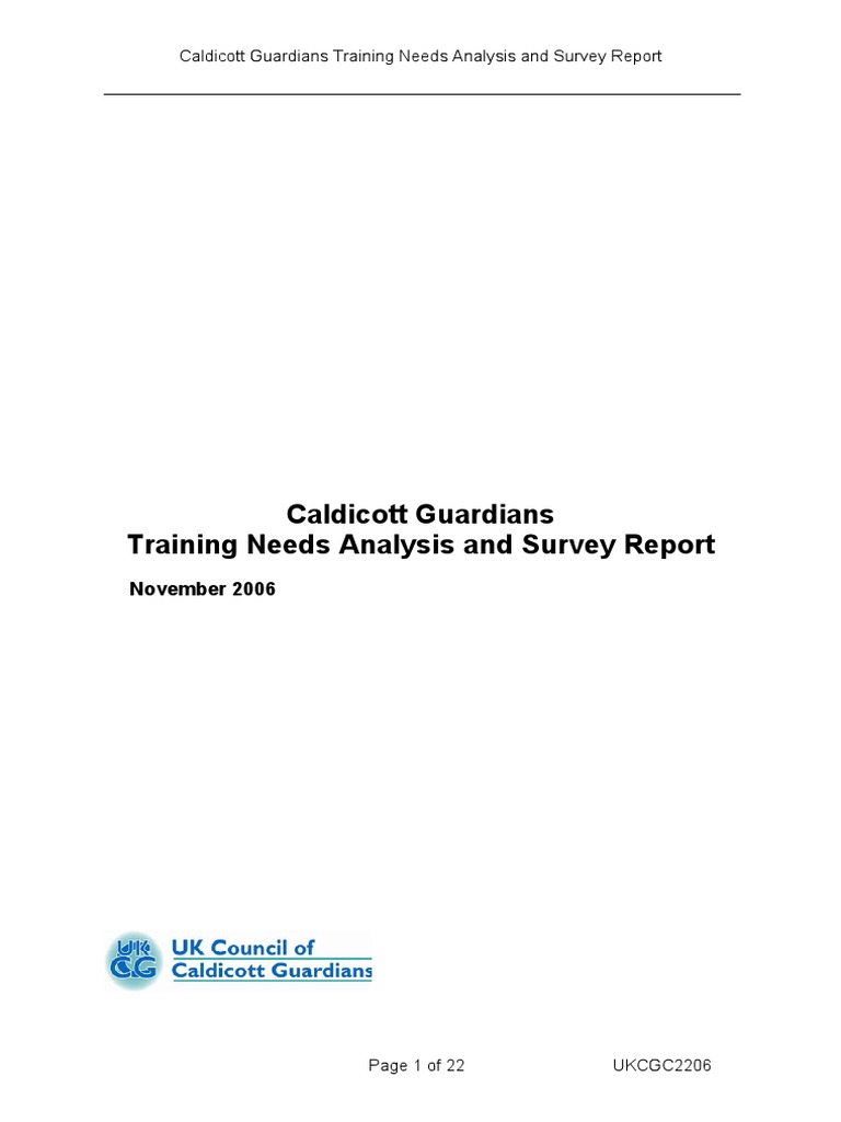 Caldicott Guardians Training Needs Analysis and Survey Report ...