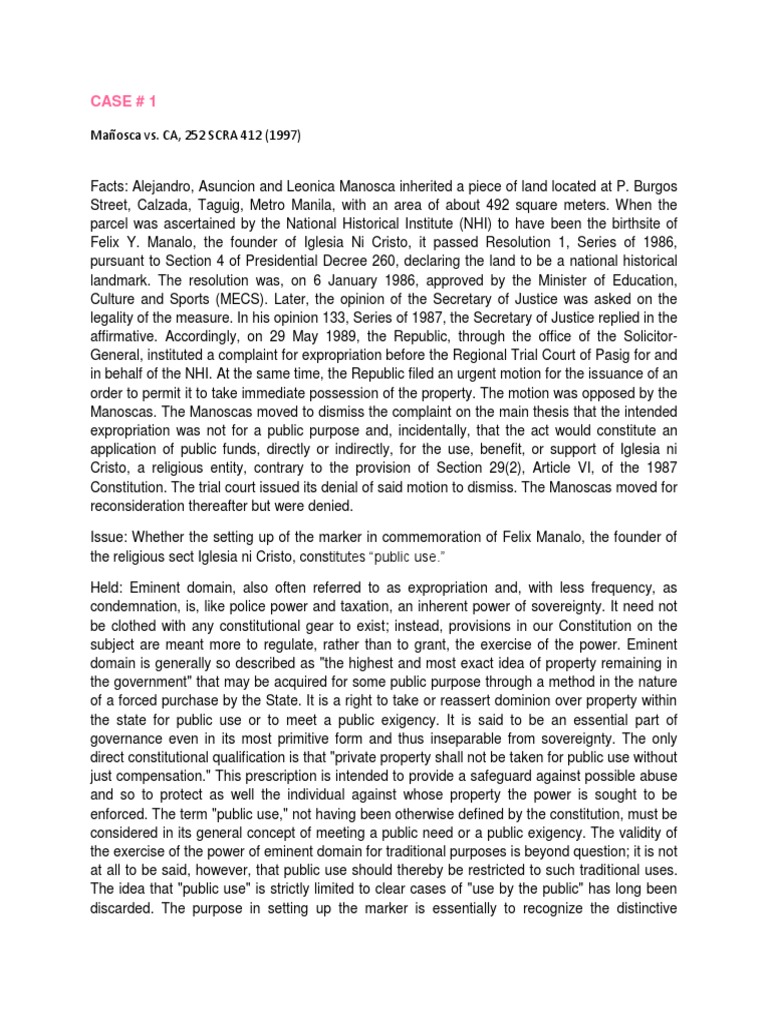 Expropriation Cases: Public Use Defined | PDF | Eminent Domain | Just ...