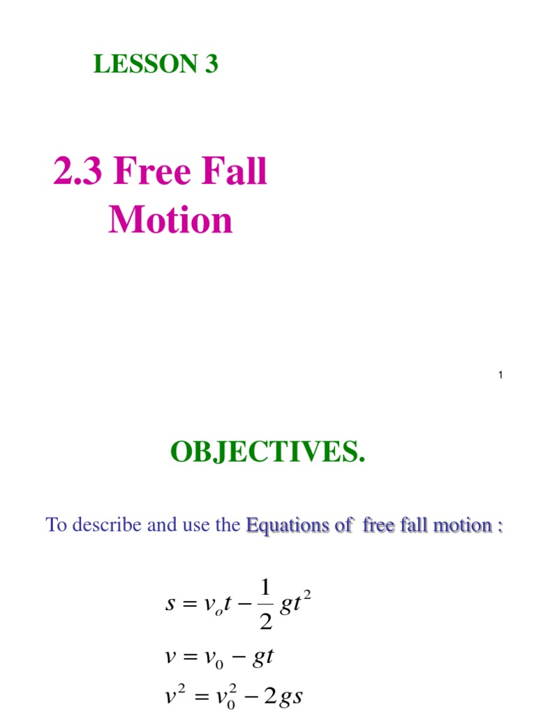 Equations of Motion for Freely Falling Objects: An In-Depth Explanation ...