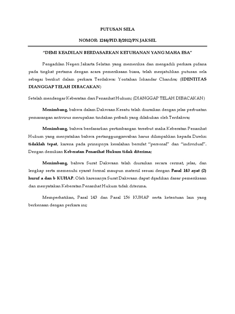 Putusan Sela | PDF | Hukum