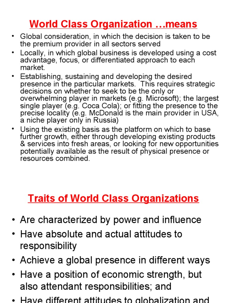 4.1 11 Steps To Create World Class Organizations | PDF | Mergers And ...