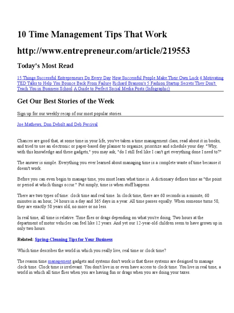 10 Time Management Tips That Work | PDF | Human Communication ...