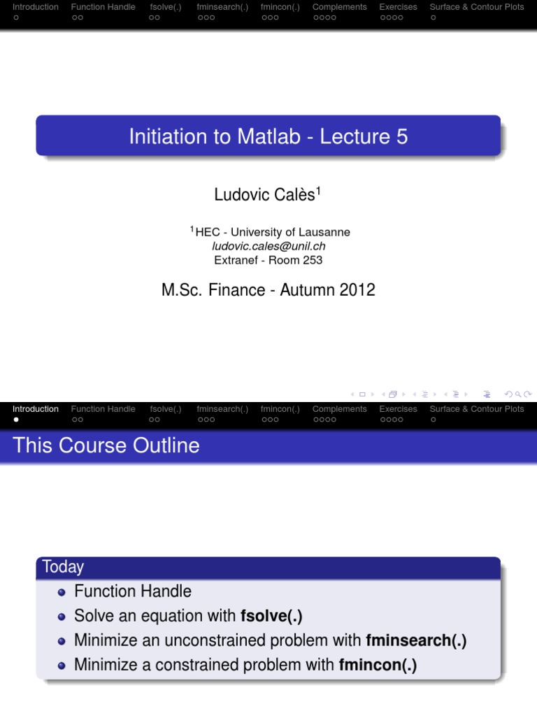 Matlab - Slides - Lecture 5 + Sol | PDF | Parameter (Computer Programming) | Theoretical ...