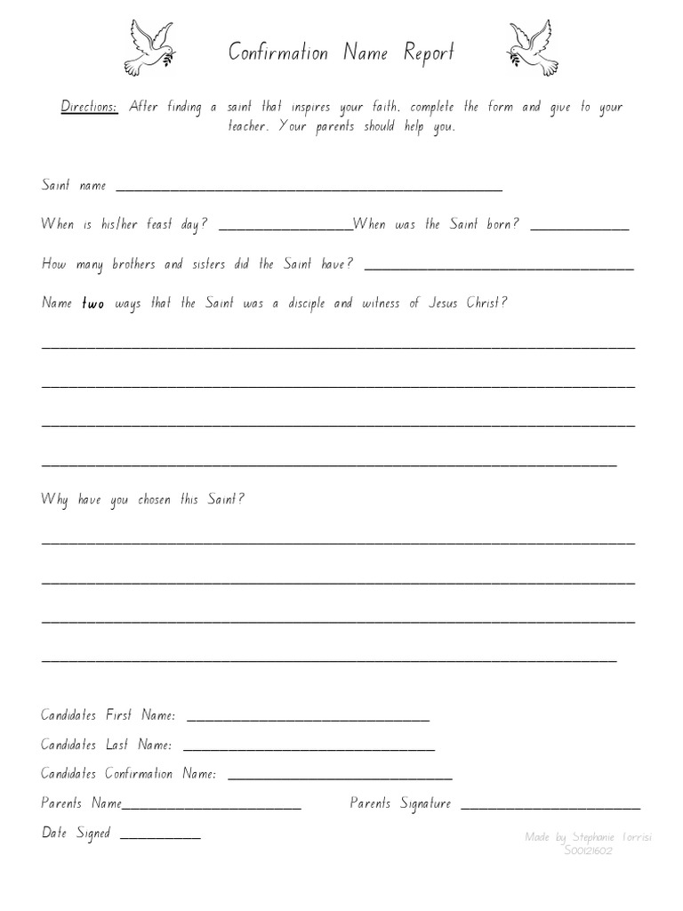 Confirmation Name Report | PDF | Social Science