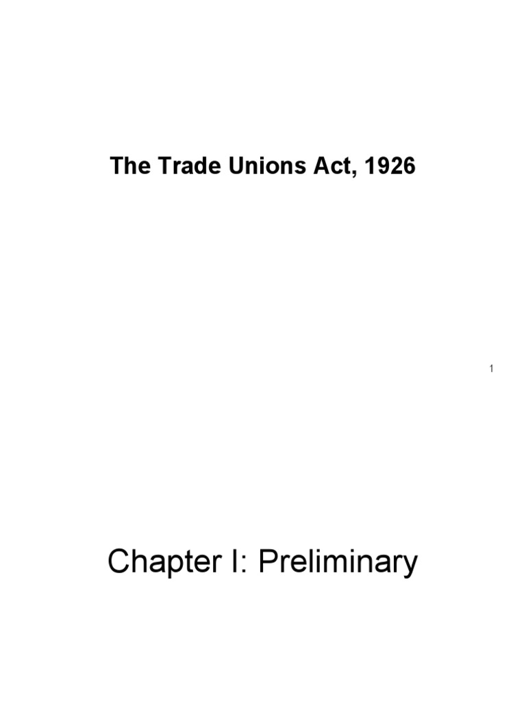 The Trade Unions Act, 1926 | PDF | Trade Union | Employment