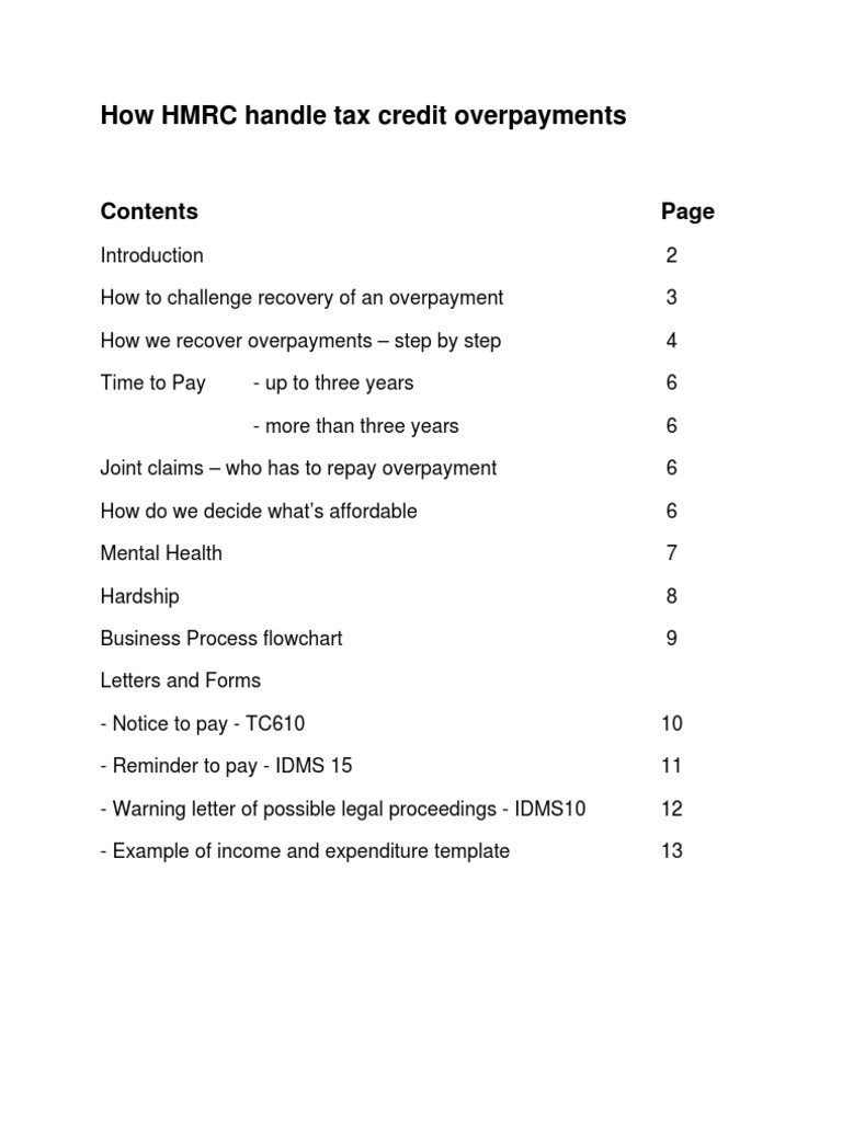 How HMRC Handle Tax Credit Overpayments | PDF | Debt | Credit