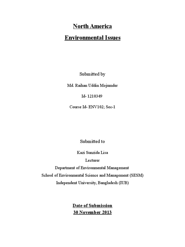 North America Environment Issues | PDF | Natural Environment | Nature