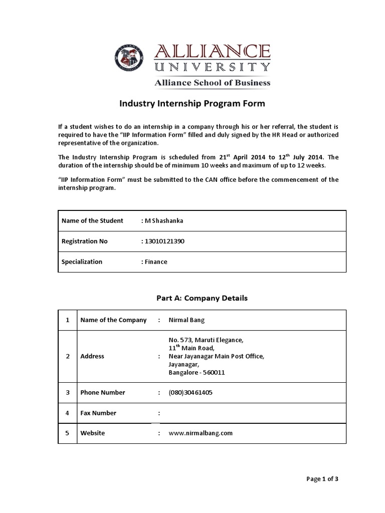 Shashank IIP Information Form | PDF | Stock Market | Business