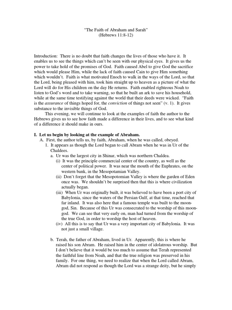 The Faith Of Abraham And Sarah Pdf Abraham Sarah
