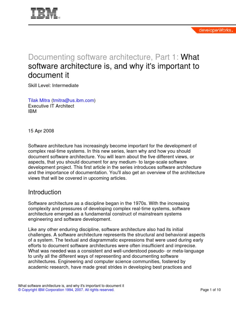 Documenting Software Architecture, Part 1:: What Software Architecture ...