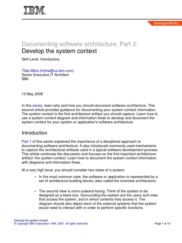 Documenting Software Architecture, Part 2:: Develop The System Context ...