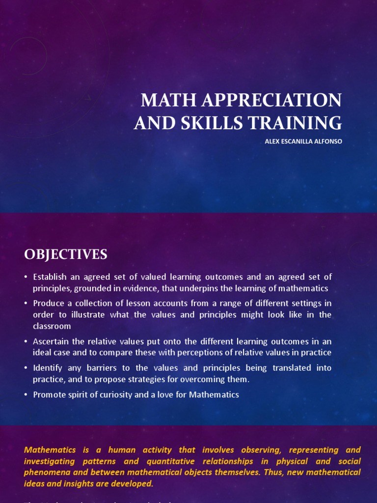 Math Appreciation and Skills Training | PDF | Teaching Mathematics | System