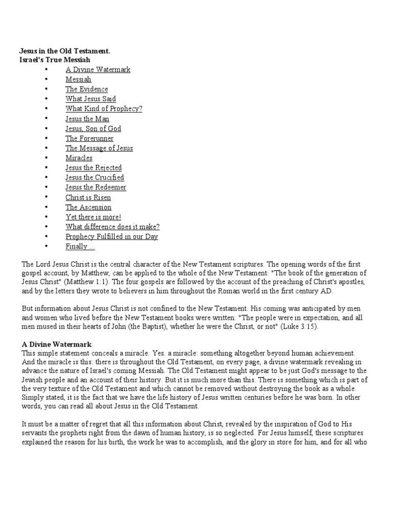 Jesus in The Old Testament | PDF | John The Baptist | Christianity