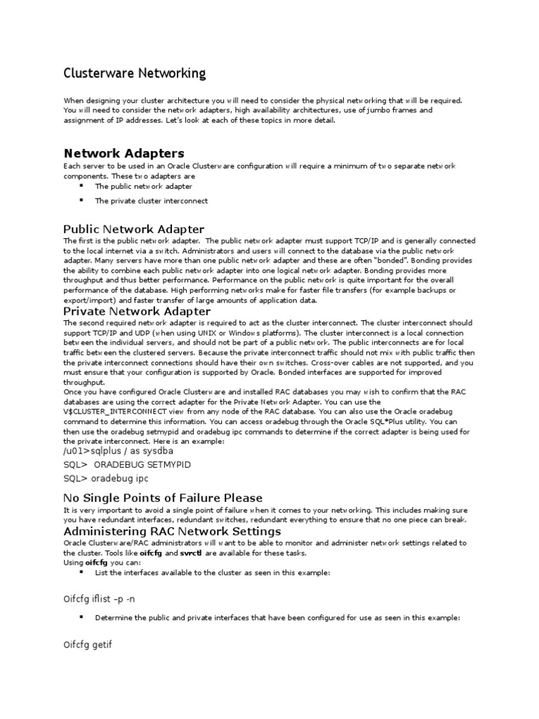 6.clusterware Networking | PDF | Ip Address | Computer Network