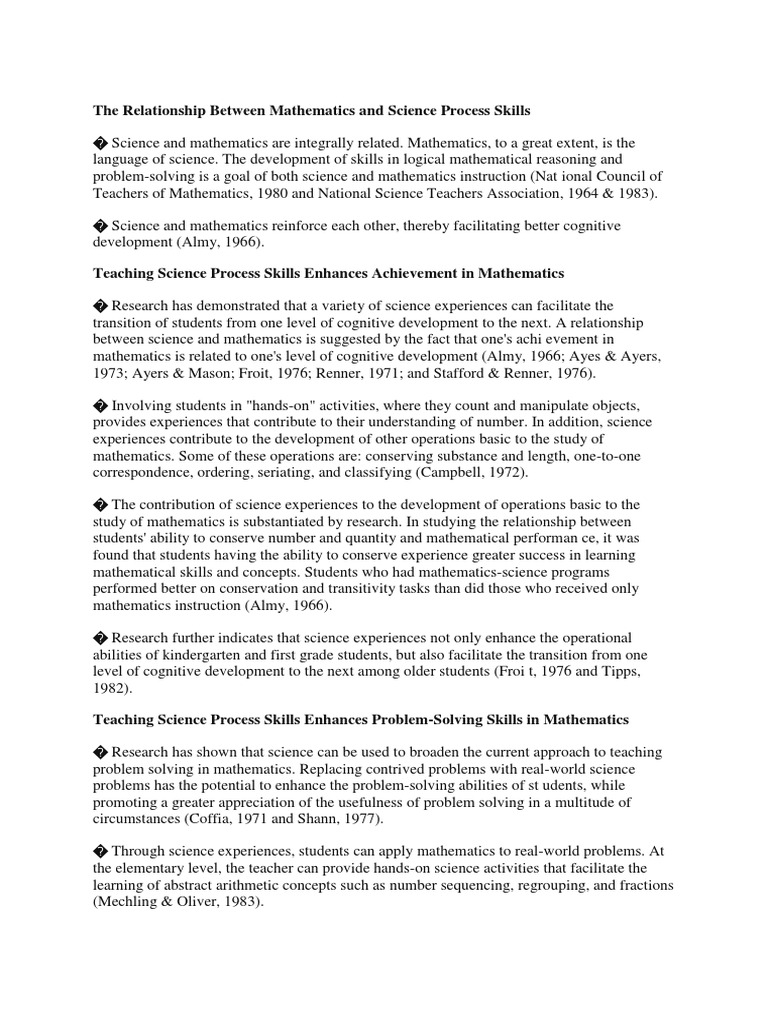 The Relationship Between Mathematics and Science Process Skills | PDF ...