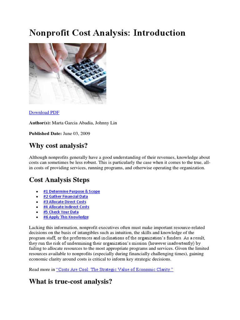 Nonprofit Cost Analysis | Nonprofit Organization | Fundraising