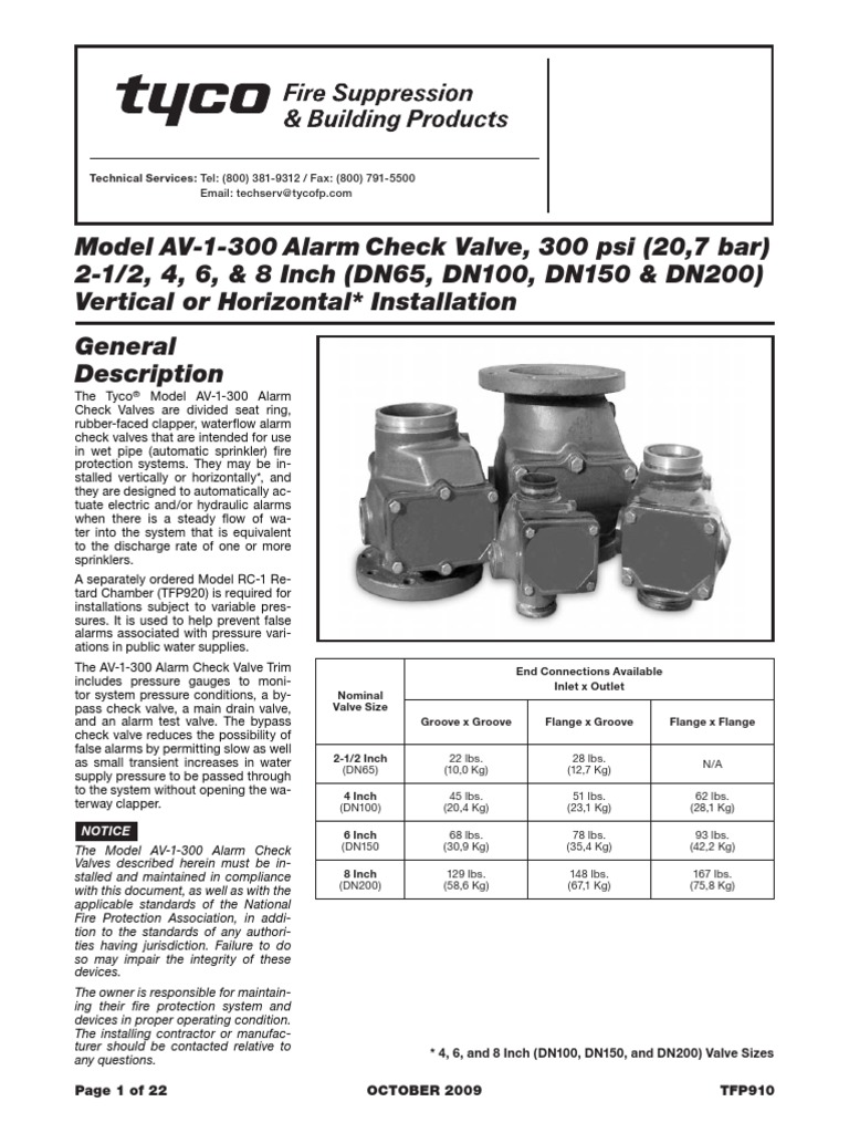 Tyco Alarm Valve | PDF | Valve | Fire Sprinkler System