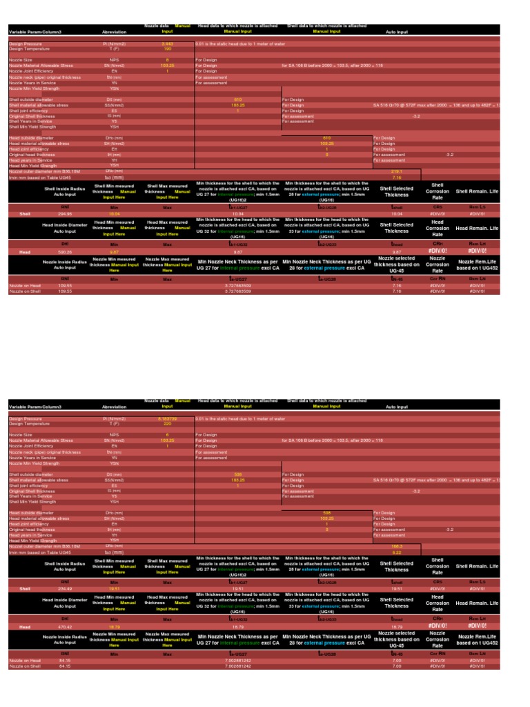 Pressure Vessel Assessment Spreadsheet | PDF | Civil Engineering | Gases