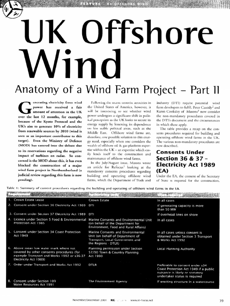 UK Offshore Wind - Anatomy of A Wind Farm Project - Part II | PDF ...