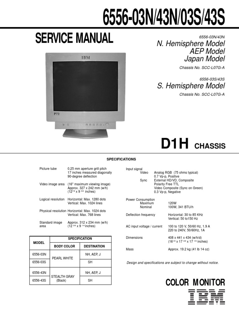 IBM P72 Service Manual | PDF | Computer Monitor | Manufactured Goods