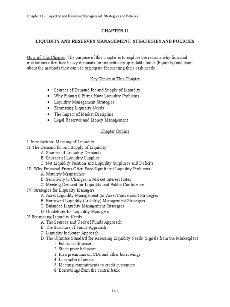 Chap11 Liquidity and Reserve Management Strategies and Policy | PDF ...