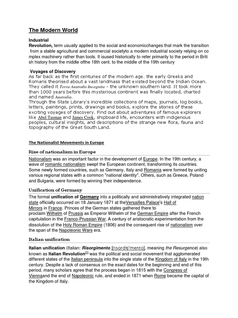 The Modern World: The Nationalist Movements in Europe | PDF | Modern ...